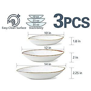 ONEMORE Serving Bowls, Large Ceramic Serving Bowl Set of 3, Porcelain Serving Dishes Oval Shape Serving Bowls Set - 10/25/35 oz