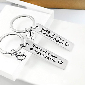 Joint Gou NICU Dad Mom Preemie Baby Gift - Mommy/Daddy of A Tiny Mighty Fighter Keychain New Born Gift Fathers Day