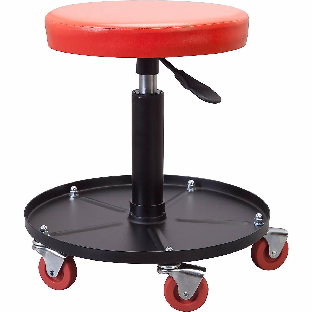 BIG RED ATRHL6201R Torin Heavy Duty Rolling Pneumatic Creeper Garage/Shop Seat: Padded Adjustable Mechanic Stool with Tool Tray Storage, Red Large,15.36" D x 15.36" W x 4.73" H