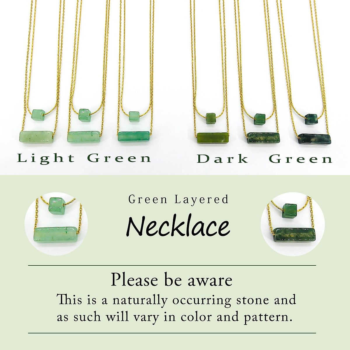 Green (Dark) Bar Layered Fashion Necklace Pendant for Women with Adjustable Extension Chain - Dark Green