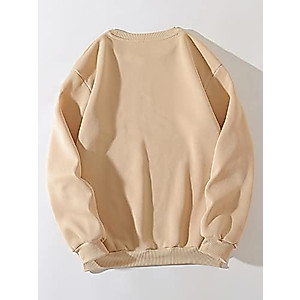 Floerns Women's Letter Graphic Print Long Sleeve Sweatshirt Pullover Tops Khaki M