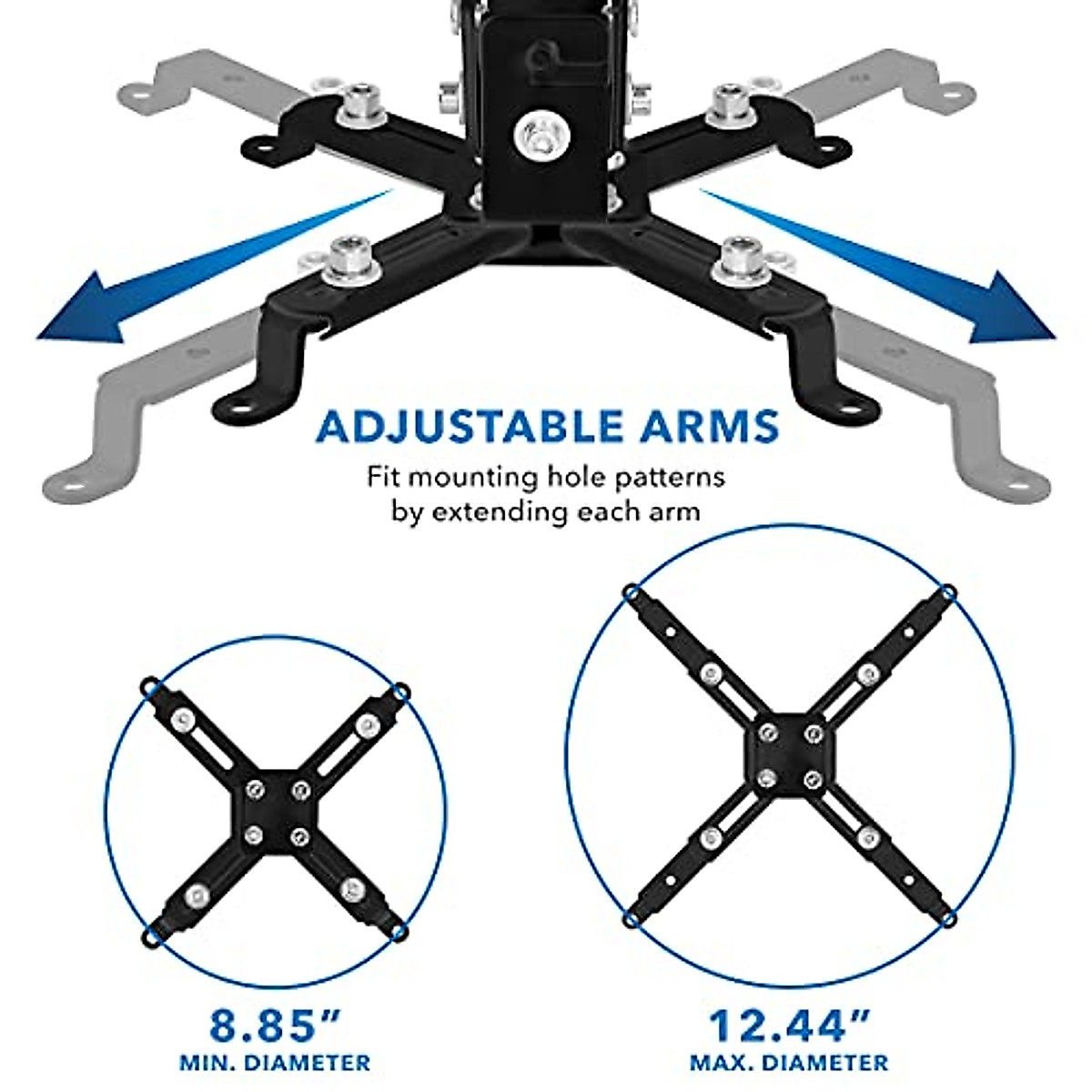 Mount-It! Wall or Ceiling Projector Mount with Universal LCD/DLP Mounting for Epson, Optoma, Benq, ViewSonic Projectors, 44lb Load Capacity, Black