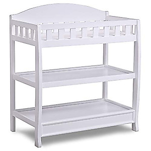 Delta Children Infant Changing Table with Pad, White and Waterproof Baby and Infant Diaper Changing Pad, Beautyrest Platinum, White