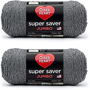 Red Heart Super Saver Jumbo Yarn, Gray eather, 4.25 x 10.5 x 4.25 inches (Pack of 2)