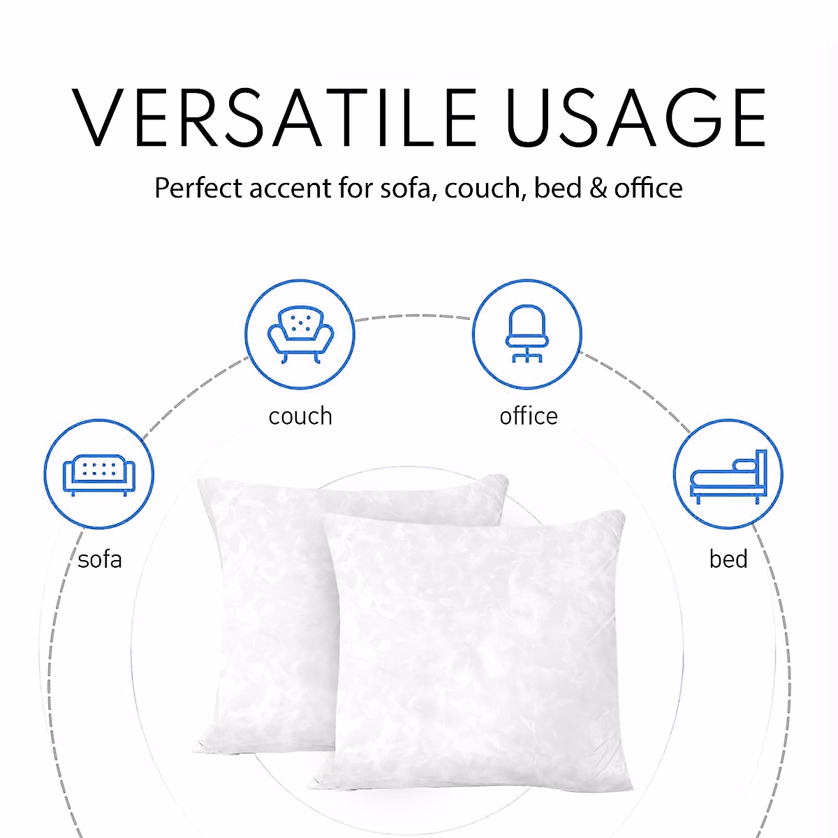 Premium 23x23 Inch Decorative Throw Pillow Inserts - (Pack of 2 White) | Goose Feathers & Duck Down Fill | 100% Cotton Cover | Plush and Breathable | 233 Threads Count