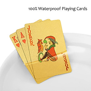 EAY Gold Waterproof Playing Cards - Poker Deck for Parties and Games