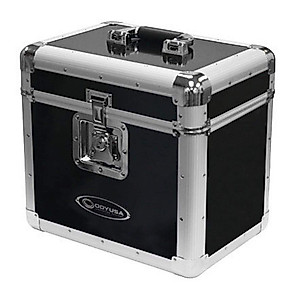 Odyssey KROM Series Record Utility Case for 70 Individual 12" Vinyl Records and LPs with Foam-Lined Interior, Secure Lock, and Handle, Silver
