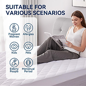 BDEUS Queen Quilted Fitted Mattress Pad, Soft and Breathable Mattress Protector with 180 GSM Down Alternative Fillings, Noiseless Mattress Cover with 6-18" Deep Pocket,Women's Gift Idea.
