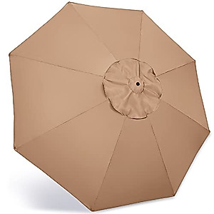 ABCCANOPY 9ft Outdoor Umbrella Replacement Top Suit 8 Ribs (Khaki)