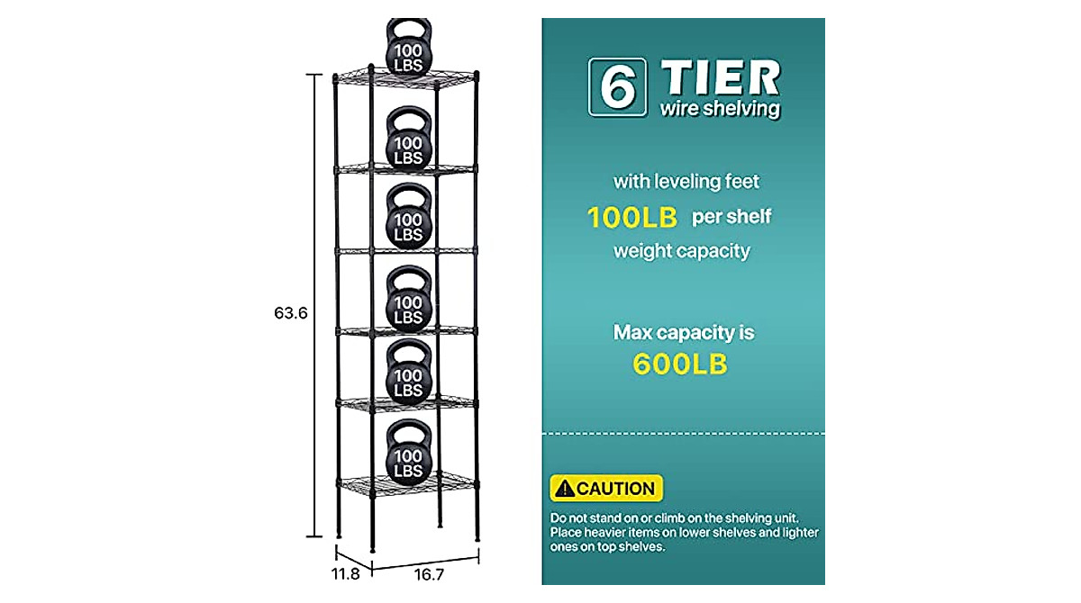 Space-Saving 6 Tier Shelving Unit for Small Spaces