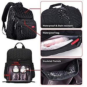 Diaper Bag Backpack, Tebio Multi-Function Large Capacity Waterproof Travel Backpack Nappy Bags, Gifts for Dad, Mom-Black