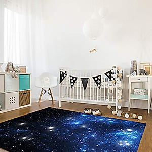 Constellation Large Area Rugs 5' x 7', Throw Carpet Floor Cover Nursery Rugs For Kids, Outer Space Star Nebula Astral Cluster Astronomy Theme Galaxy Mystery Modern Kitchen Mat Rugs For Bedroom