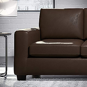 Edenbrook Wasatch Upholstered Loveseat with Track Arms – Mid Century Modern Couch, Loveseat, Oxford Brown