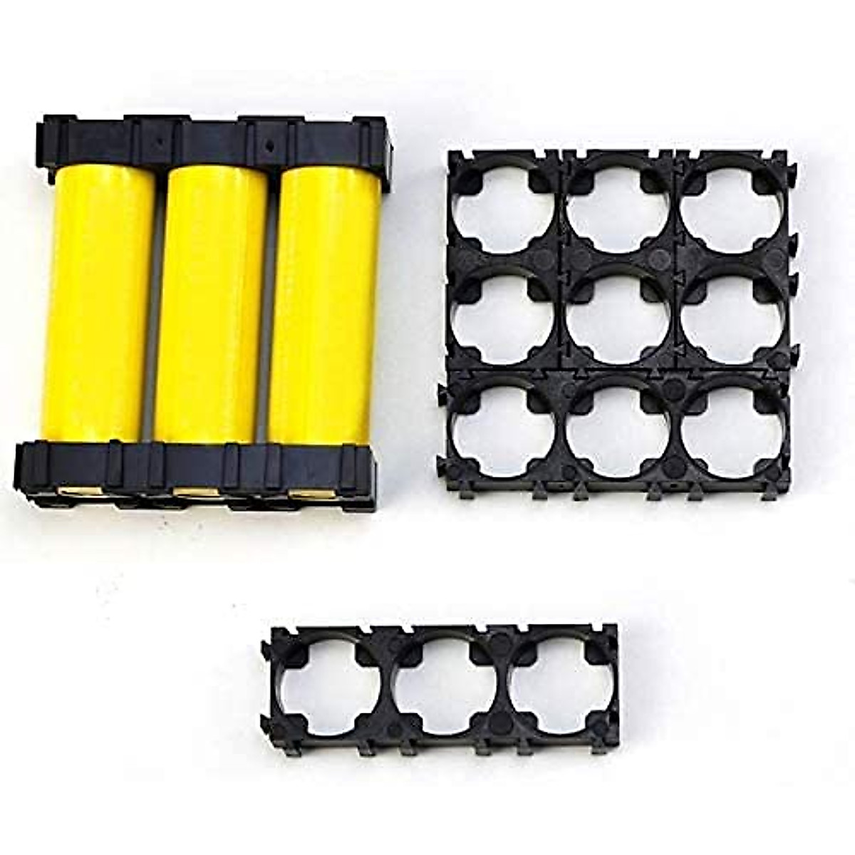 Heyiarbeit 15pcs Battery Holder Bracket 32650 Cell Safety Shockproof Plastic Battery Pack Triple Holder Bracket Cylindrical Cell Spacer Protection Board for DIY Fixed Battery