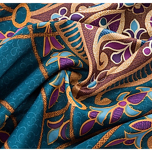 Get Bed Ready Venetian Damask Bohemian Paisley Duvet Cover Set Boho Chic Watercolor Medallion 400TC Egyptian Cotton Sateen Luxury Style Bed Linen (Teal, King)