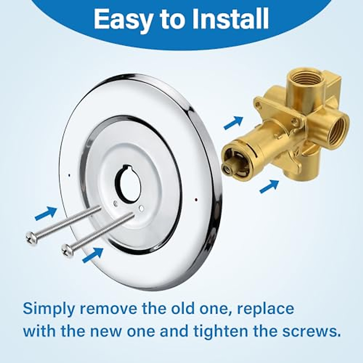 Shower Faucet Cover Plate Escutcheon Replacement for Moen 16090, Shower Handle Cover Plate for One-Handle Tub and Shower Faucets (Chrome)