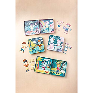 Stephen Joseph, Travel Tin Magnetic Dress Up,Bunny and Cat Small, 40 unique pieces