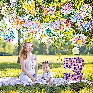 30 Pcs Butterfly Party Decorations Flowers Hanging Decorations Butterfly Hanging Ceiling Swirl for Home Baby Shower 1st birthday 1st birthday Classroom Garden