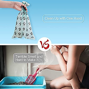 Cat Litter Scooper with Holder, Cat Litter Shovel with Waste Can and Refill 135 Bags(9 Boxes of 15 Bags), Large Capacity Cat Scooper Portable Litter Shovel, Cat Litter Sifter Scoop System with Bags