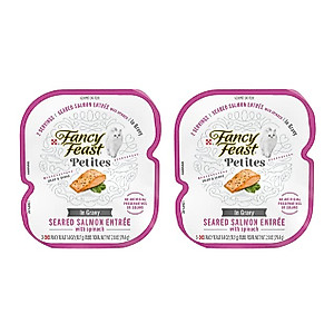 Fancy Feast Gourmet Petites in Gravy Wet Cat Food Variety 5 Flavor Pack / 20 Servings / Beef, Chicken, Ocean Whitefish & Tuna, Salmon and Turkey with Healthier Paw Sticker!!