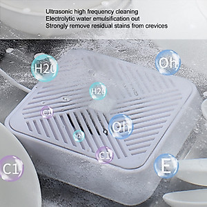 SinkMachine, Mini Portable Electrolysis Washing Machine ABS Dish Sink Household Kitchen Supply for Home Restaurant (White)