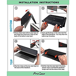 Procase MacBook Pro 13 Case 2019 2018 2017 2016 Release A2159 A1989 A1706 A1708, Hard Case Shell Cover and Keyboard Skin Cover for Apple MacBook Pro 13 Inch with/Without Touch Bar and Touch ID –Black (PC-08360224)