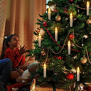 FPOO 12 PCS Flameless Flickering Window Candles with Timer & Remote, Battery Operated LED Taper Christmas Tree Candles Lights with Clips and Suction Cups for Home, Garden, Holiday Decorations