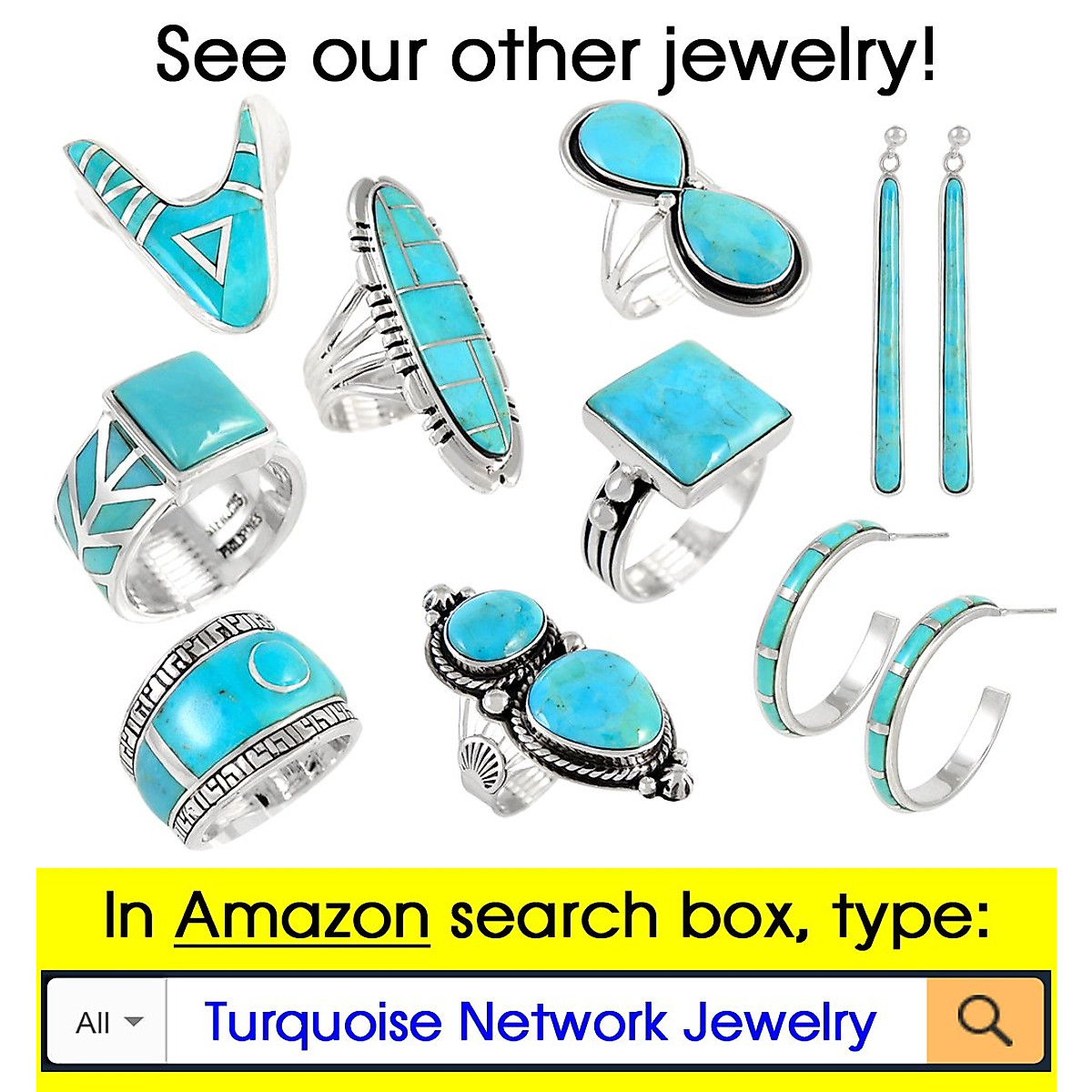 Turquoise Ring Sterling Silver 925 Genuine Gemstones Size 6 to 11 (Turquoise, 9)