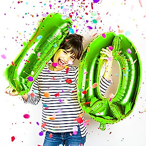 40 Inches Green Number Digital Balloons Large Aluminum Foil Numeral Balloon for Birthday Anniversary Wedding Engagement Bridal Shower Party Photo Props (Green 10)