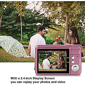 Digital Camera,2.4 Inch FHD Pocket Cameras Rechargeable 24MP Camera for Backpacking, 8X Digital Zoom Compact Cameras for Photography, sd Card 32GB