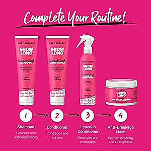 Marc Anthony Deep Conditioning Hair Mask for Dry & Damaged Hair, Grow Long Biotin - Argan Oil, Caffeine & Keratin Anti-Frizz Leave-In Repair Treatment For Split Ends & Breakage, 10 fl oz