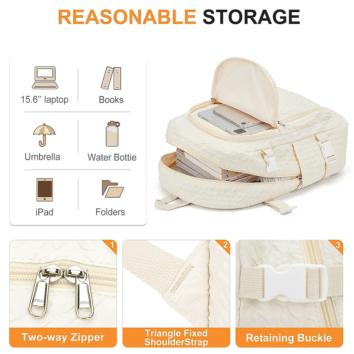 weradar Cute School Backpack For Teen Girls Small Elementary Student Travel Daypack lightweight Middle School Bag Aesthetic Bookbag For Kids(Beige)