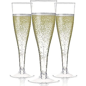 100 Plastic Champagne Flutes Disposable | Clear Plastic Glasses for Parties | Toasting and Mimosa Glasses | Wedding Party Bulk Pack | New Years Eve Party Supplies 2023