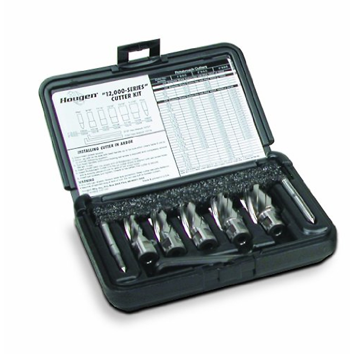 Hougen 12001 12,000 Series Annular Cutter Kit 9/16, 11/16, 13/16, 15/16, 1-1/16" 1-Inch Depth of Cut 3/4-Inch Weldon Shank for Magnetic Drills