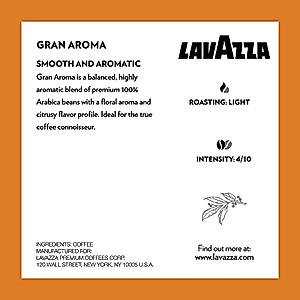 Lavazza Gran Aroma Single-Serve Coffee K-Cups for Keurig Brewer, Light Roast, 44 capsules, 100% Arabica