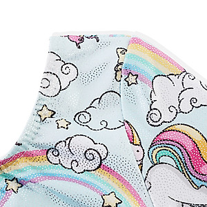 Long Sleeve Leotards for Girls Gymnastics Unicorn Butterfly Sky Blue 5t Size 5-6 Years 5/6 Dance Clothing Tumbling Outfits for Kids Shiny Horse