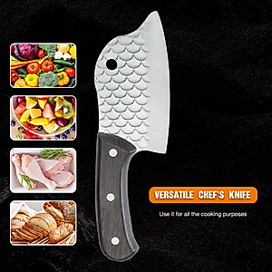 TJ POP Small Vegetable Cleaver Knife, Lightweight Chopping Knife for Women, Cute dolphin shape Full-tang Meat Cleaver with 30Cr13 Steel Blade Thickness 2 mm, Fish shape series HP01001
