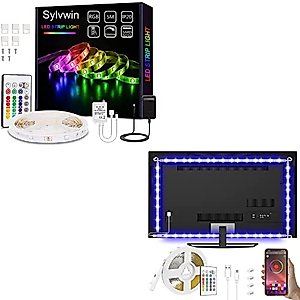 LED Strip Lights 16.4FT,RGB Strip Lights with Color Changing&LED Lights for TV 65-75in,14.3ft USB TV Led Backlight with Music Sync,RGB Led Strip Lights with Bluetooth Remote,Room Led Lights for Bedro