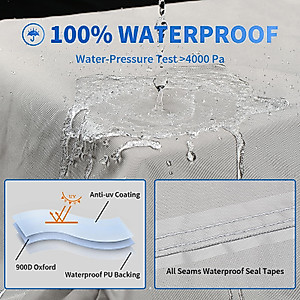 Tuszom 100% Waterproof Folding Camping Trailer Cover 900D Throughout Pop-up Camper RV Cover with 7 PCS Reinforced Windproof Straps Fits 12'-14' - All Season Protection for Motorhome