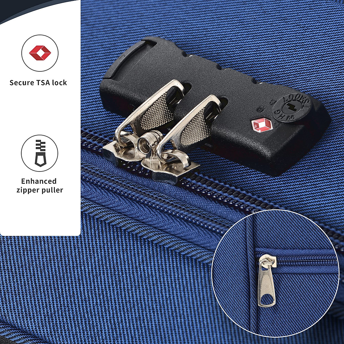 Merax Softside Luggage Set Softshell Lightweight 3 Piece Spinner Suitcase 22" 26" 30" Blue