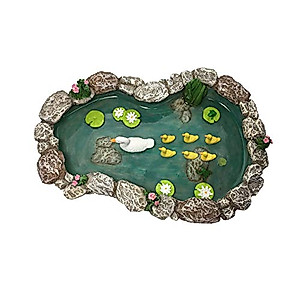 GlitZGlam Duck Pond -Mother and Ducklings! A Miniature Duck Pond for a Miniature Fairy Garden and Miniature Garden Accessories