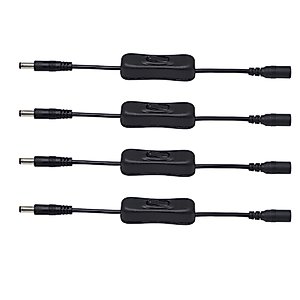 20cm DC 5.5mm x 2.1mm Male to Female On/Off Switch Cable YOUCHENG for LED CCTV Security Camera(4-Pack)…