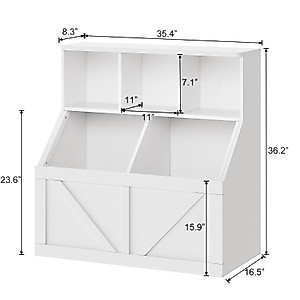 Kids Bookshelf and Toy Storage, Kids Toy Storage Organizer, Toy Storage Cabinet with Toy Shelf, Toddler Bookshelf Toy Organizer and Storage Bins for Playroom, Bedroom, Nursery, Classroom, Daycare
