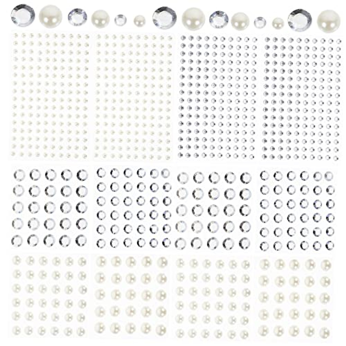 VILLCASE 12 Sheets Beauty Rhinestones Nail Art Decoration Hair Gems Pearl Rhinestones Adhesive Acrylic Stickers Eye Body Peals Nail Acrylic Charm Nail Art Charms Stickers for Phone Shell