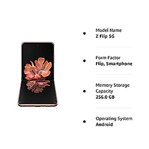 Samsung Galaxy Z Flip 5G Android Cell Phone | US Version Smartphone | 256GB Storage | Folding Glass Technology| Long-Lasting Mobile Battery | Mystic Bronze, T-Mobile Locked - (Renewed)