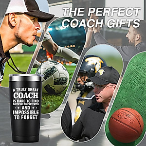 KIKERRO Soccer Coach Gifts for Men & Women, Football, Baseball, Softball, Swim, Basketball, Cheer - Funny Gift Idea for Appreciation, Christmas, Birthday, 20oz Insulated Coach Tumbler, Black