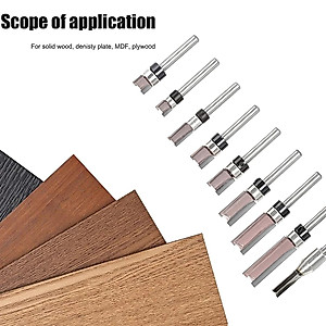 SICWOOD 9pcs Pattern Flush Trim Router Bit 1/4 Shank, Carbide Tipped Top Bearing Template Pattern Router Bit, Straight Flush Cut Router Bit, for Wood Trimming