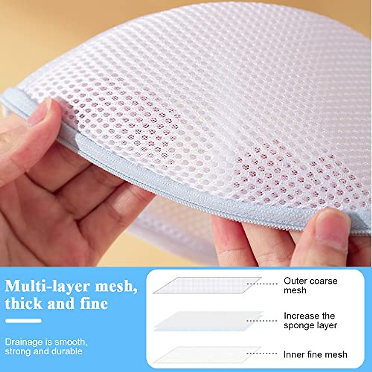 Bra Wash Bags, iDeep 3Pcs Thicken Mesh Lingerie Bra Washing Bag with Zipper for Washing Machine,Bra Laundry Bag for Bras Lingerie, Laundry,Stocking,Underwear and Delicates