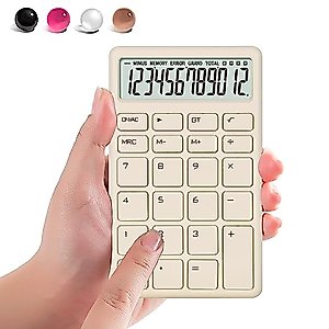 VEWINGL 12 Digit Calculator,Hold with one Hand,4 Function Calculator with Large LCD Display for Office,School,Home & Business Use,Automatic Sleep,5.4 * 3.3in