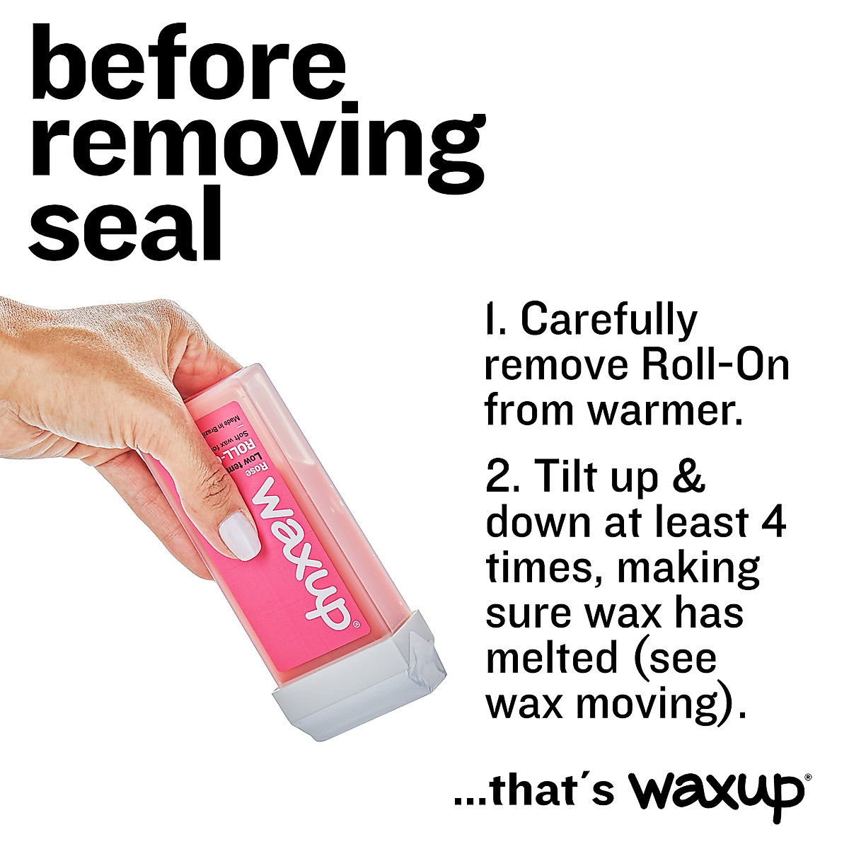 waxup Rose Roll On Wax 4 Pack, Hair Removal Wax Cartridge for Roll on Wax Kit and 200 Wax Strips